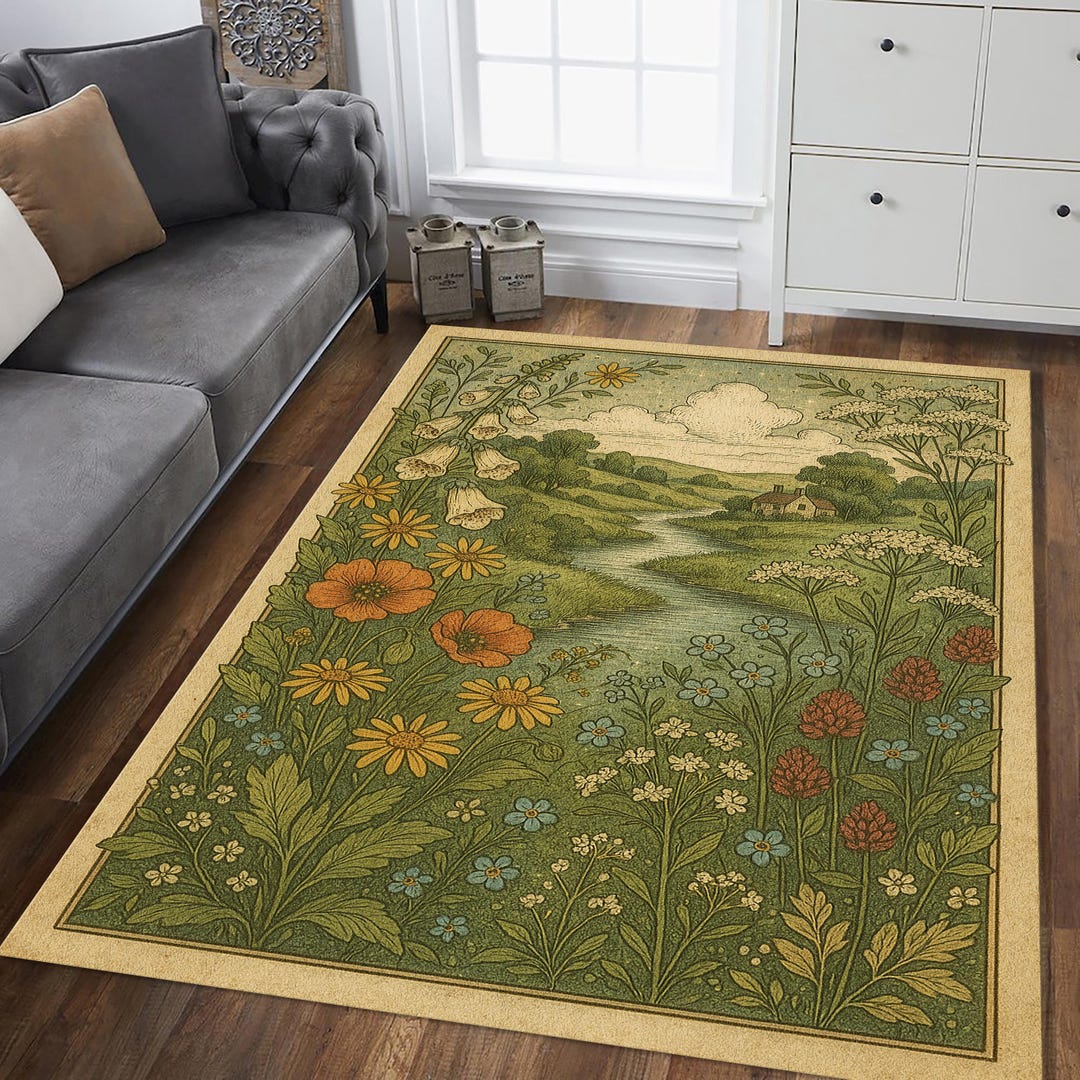 Cottagecore Rug, Modern Floral Design Rug, Abstract Area Rug, Boho Rug ...