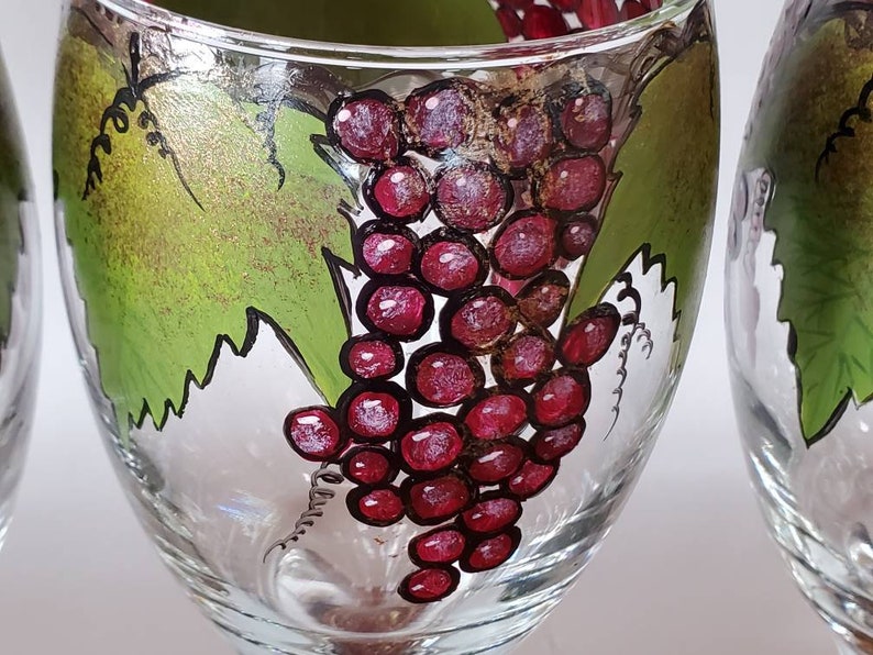 Hand Painted Wine Goblets Set/4 - Etsy