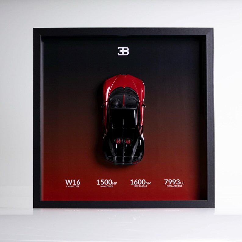 Bugatti Chiron 1:24 | Framed Collectible Model Car | Hypercar Wall Art ...