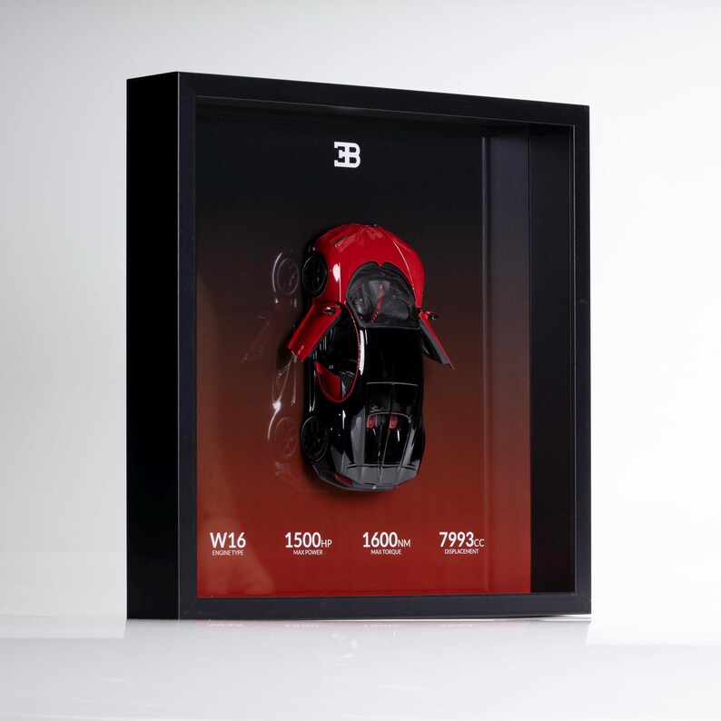Bugatti Chiron 1:24 | Framed Collectible Model Car | Hypercar Wall Art ...