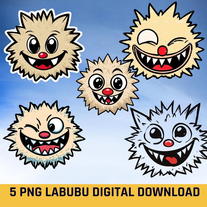 Labubu Face PNG Bundle, Cute Labubu Clipart PNG Digital Files for ...