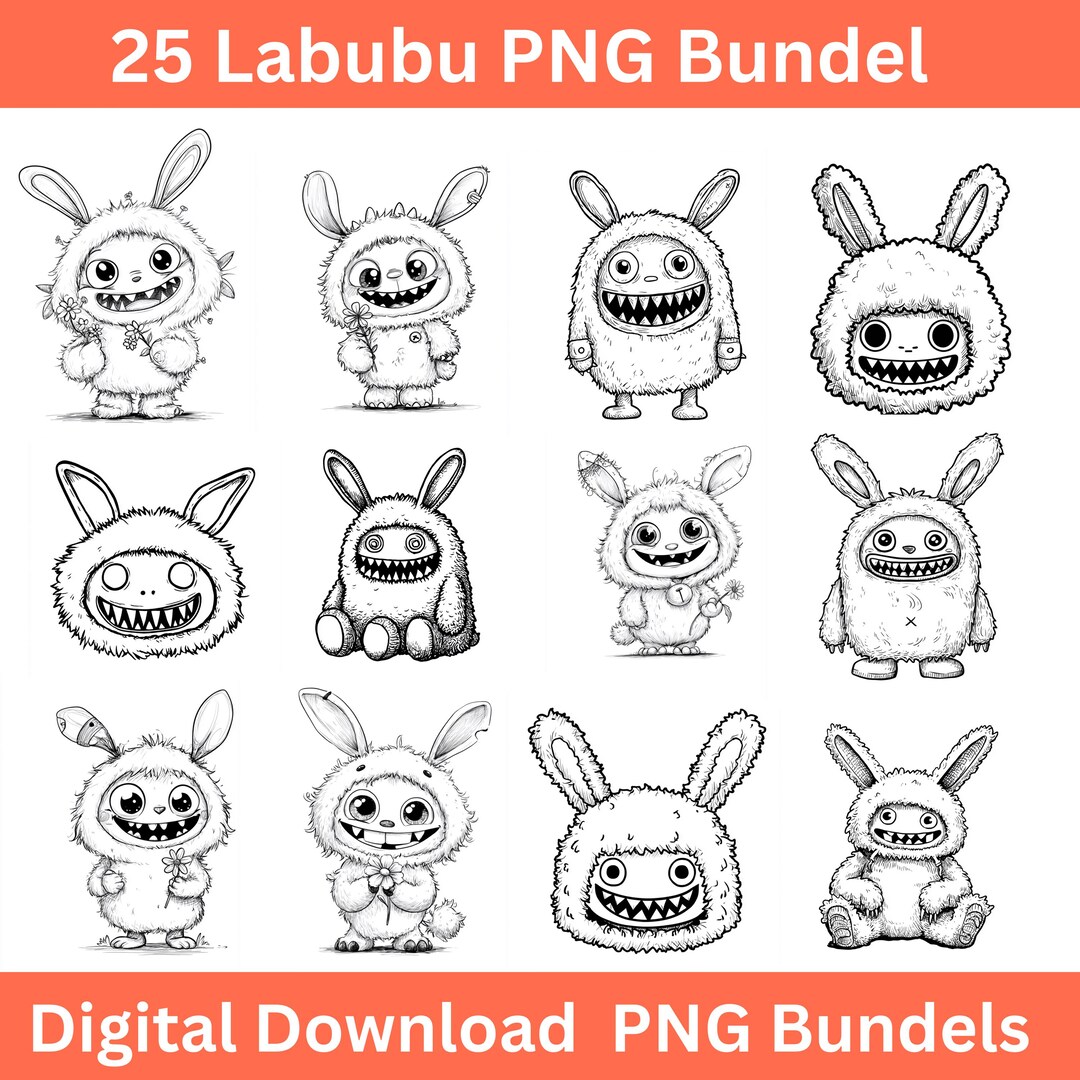 Labubu PNG Bundle Digital Files, Cute Labubu Clipart for Cricut ...