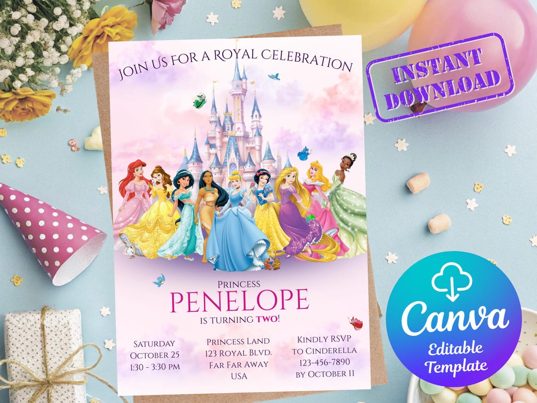 Fairy Tale Princess Birthday Invitation | Digital Download | Editable ...