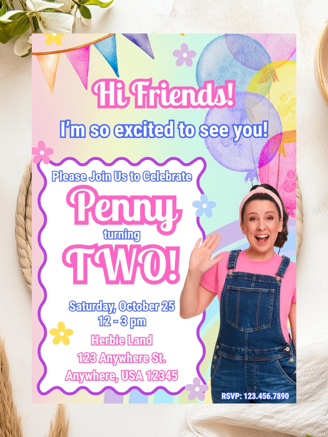 Miss Rachel Birthday Invitation | Digital Download | Editable Toddler ...