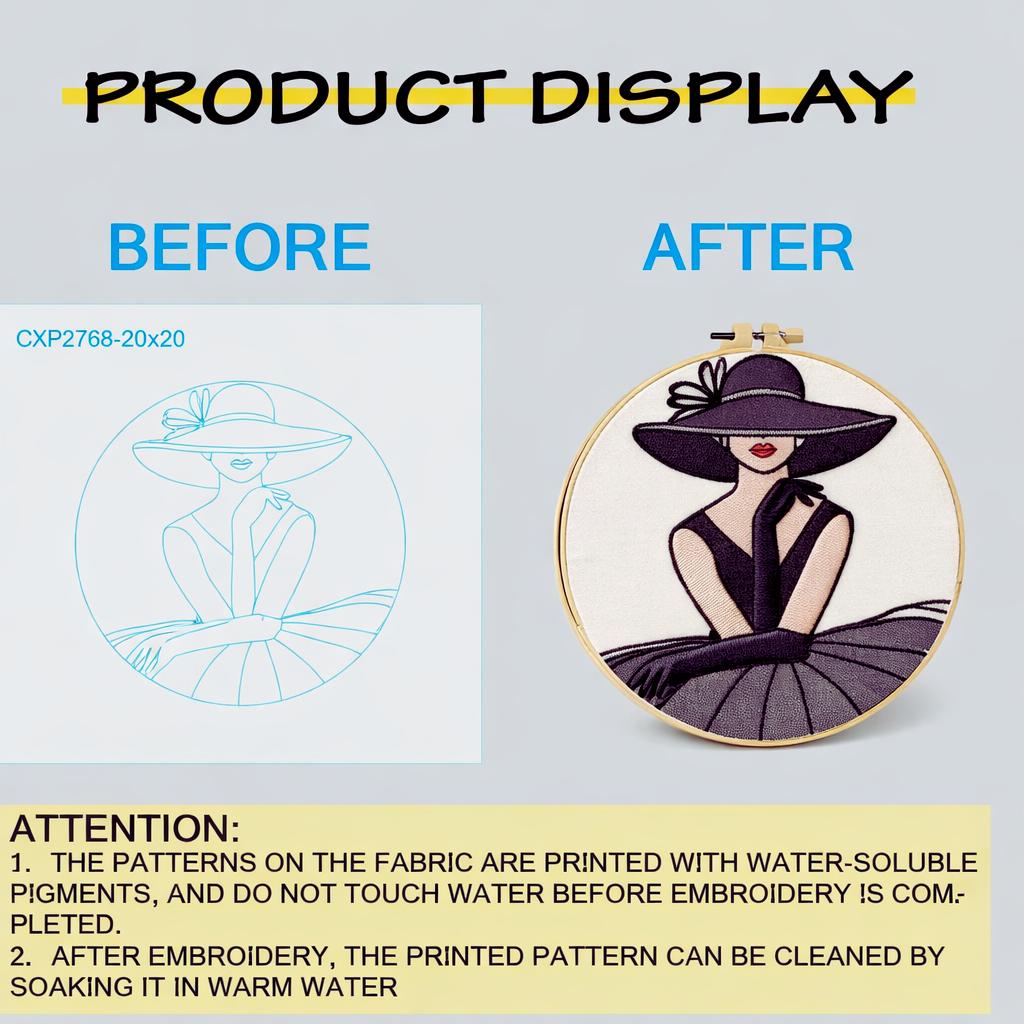 Black Clad Beauty Embroidery Kit, Gothic Lady Cross Stitch Hoop Art - Etsy