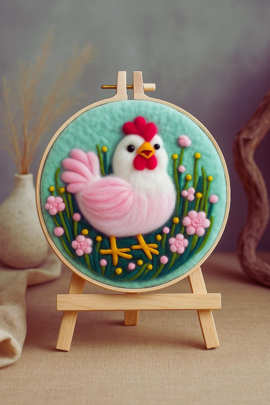 DIY Needle Felting Chicken Kit: Wool Felt Painting for Beginners - Etsy