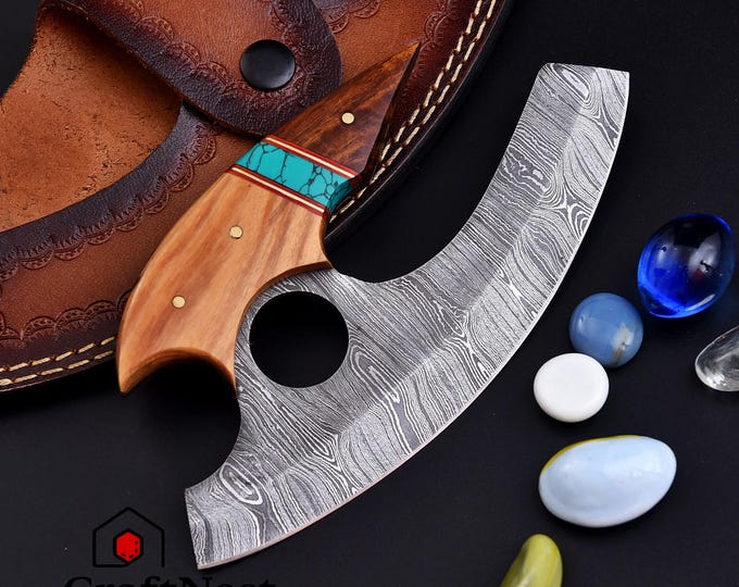 Traditional Handmade in USA Wood Hackberry UNIQUE Ulu Knife Cutting ...