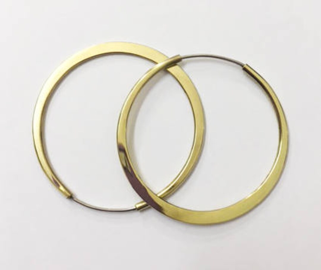 BRASS Hoop Earrings Endless Hoop Design Continuous Style Cold Forged ...
