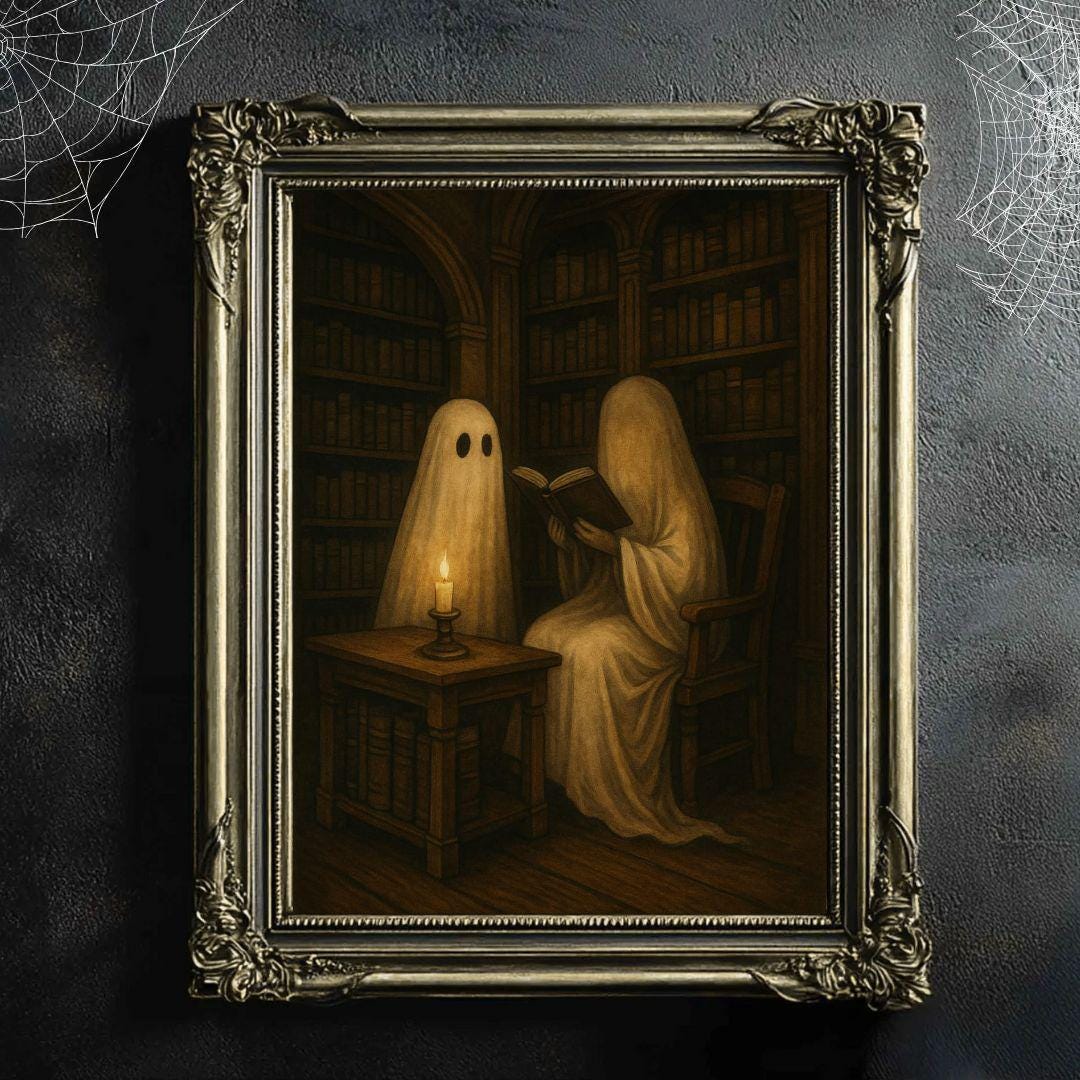 Ghosts in Library Wall Art: Dark Academia Gothic Printable Poster ...