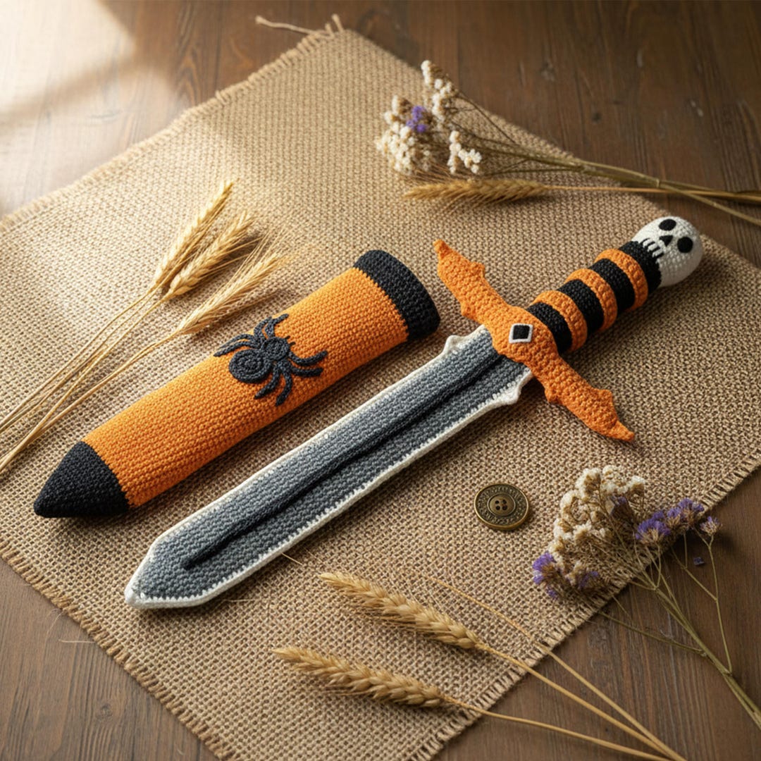 Crochet Halloween Sword Pattern: Amigurumi Spooky Soft Sword (PDF ...