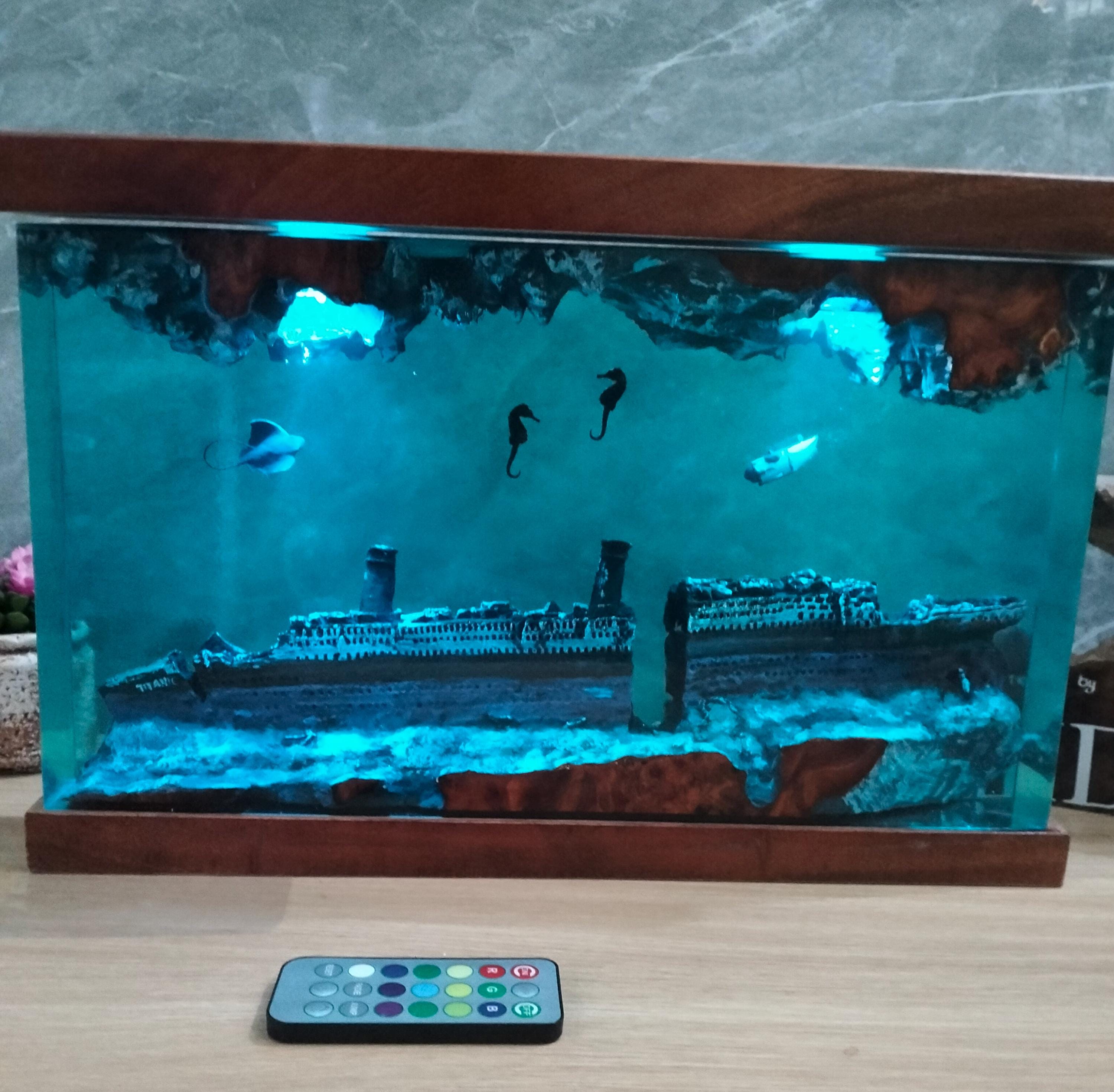 Titanic Ship Resin Lamp, RGB LED Lights, Ocean Diorama - Etsy