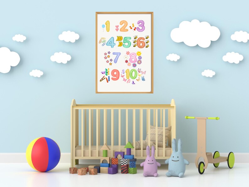 Watercolor Numbers 1-10 Poster: Nursery Learning Print , Printable ...