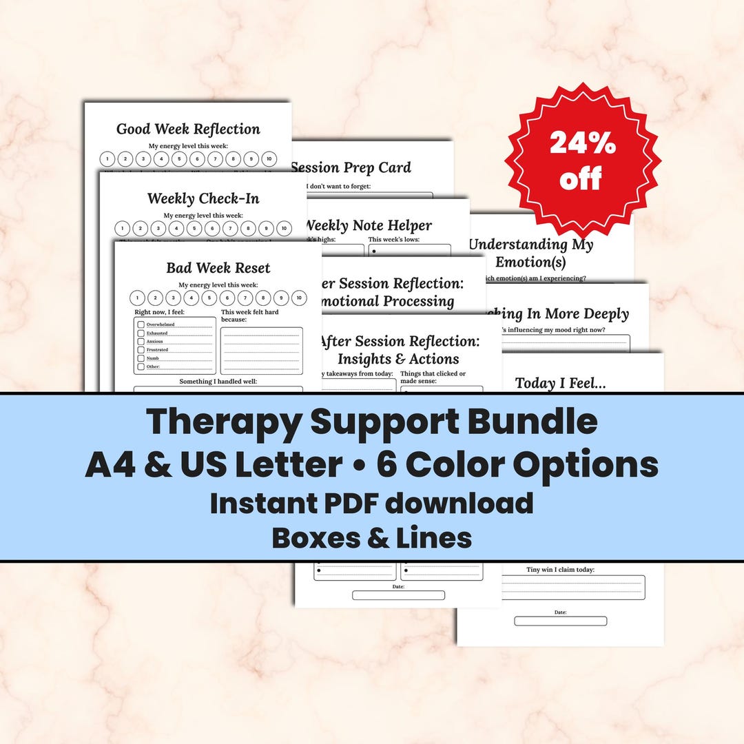 Therapy Support Bundle: Feelings Journal, Therapy Session Notes ...