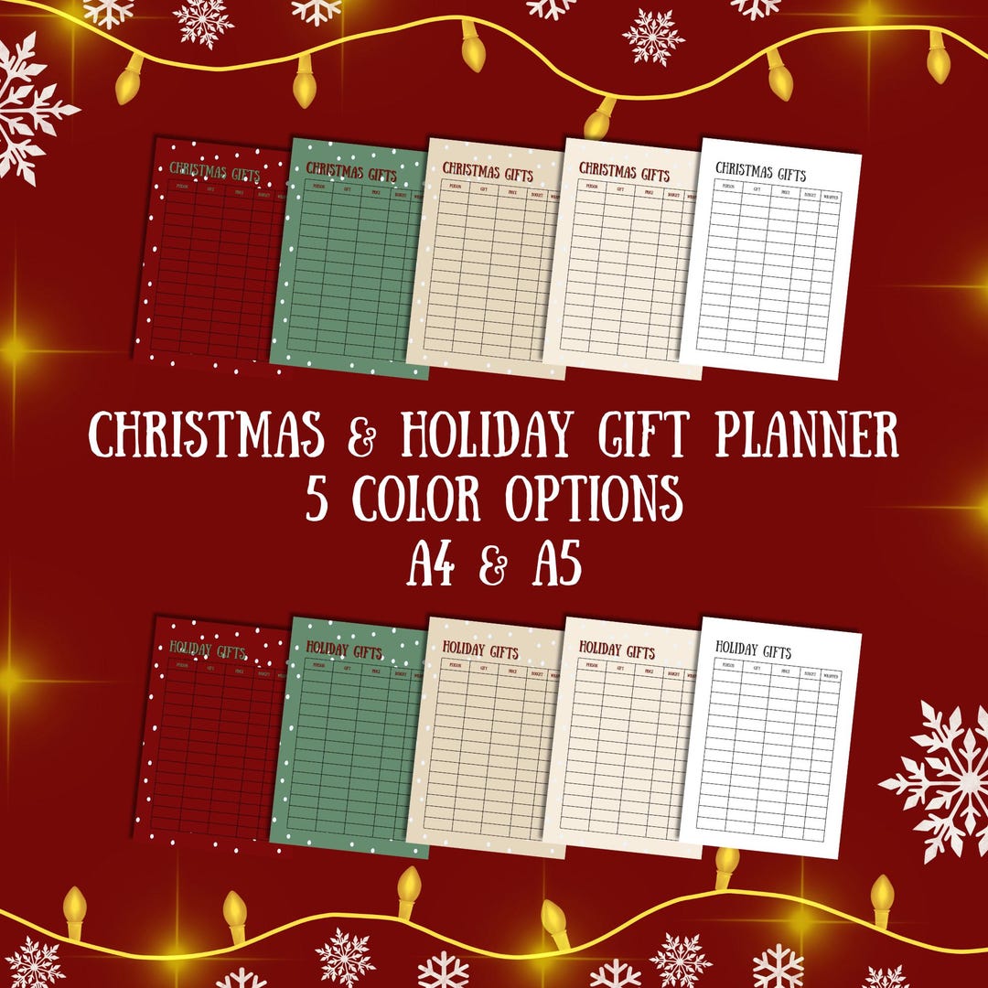 Christmas Gift Planner Printable: Holiday Shopping List & Budget (A4/A5 ...