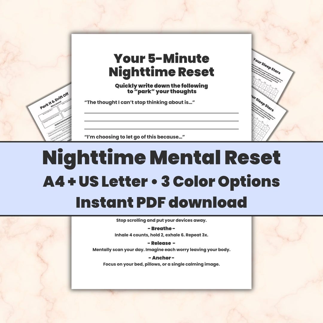 Nighttime Mental Reset Printable: Sleep Journal for Improving Sleep ...