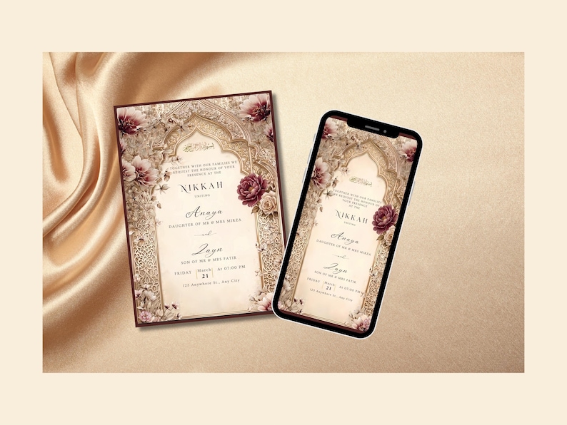 Personalized Muslim Wedding Invitation | Islamic Nikkah Walima ...