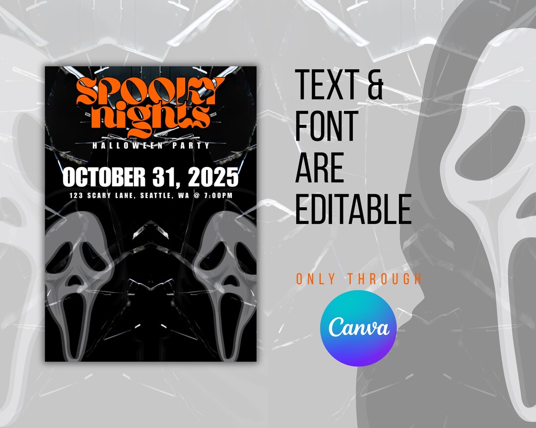 Editable Halloween Invite, Spooky Nights, Scary Invite - Etsy