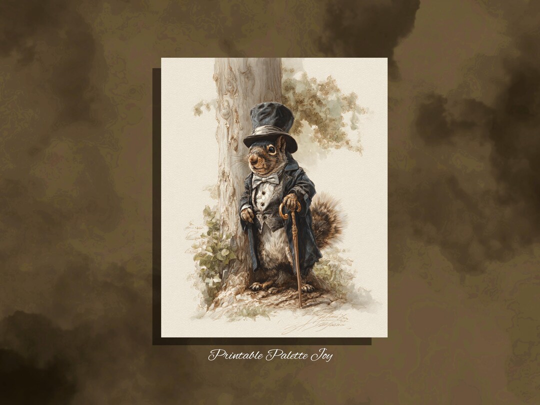 Colonial Squirrel Art Print | Vintage Animal Portrait | Anthropomorphic ...