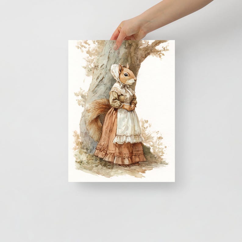 Colonial Squirrel Art Print | Vintage Animal Portrait | Anthropomorphic ...