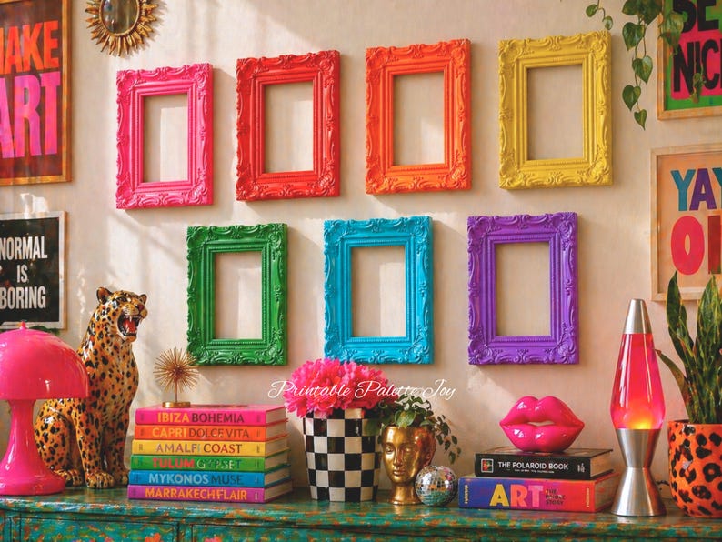 Rainbow Gallery Wall Frames, Ornate Colorful Picture Frames, Ready to ...