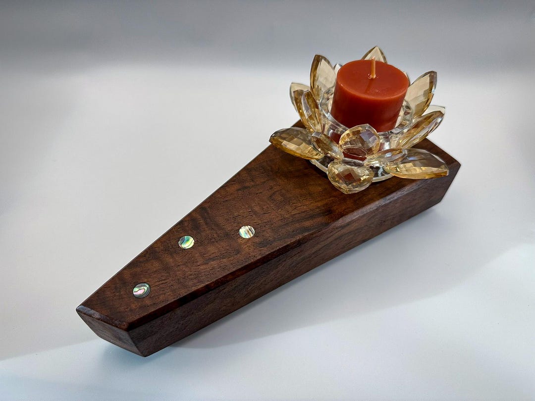New Festive Centerpiece Claro Walnut Abalone Lotus Crystal Tea Light ...