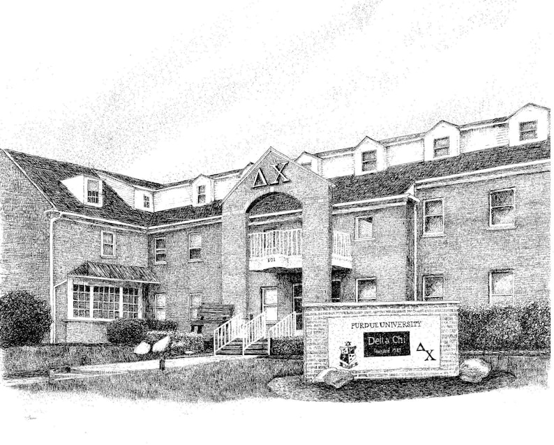 Delta Chi Fraternity House Purdue University West Lafayette - Etsy