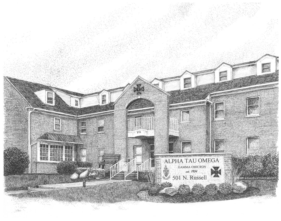 Alpha Tau Omega Fraternity House, Purdue University - Etsy