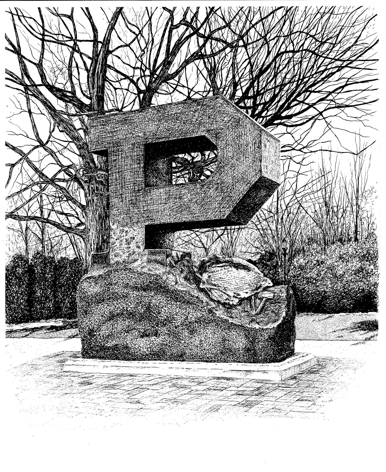 Unfinished Block Letter P Statue, Purdue University, West Lafayette ...