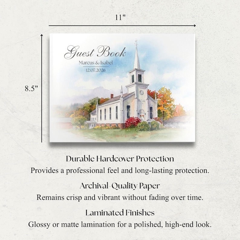 Custom Watercolor Venue Guest Book, Personalized Wedding Alternative ...
