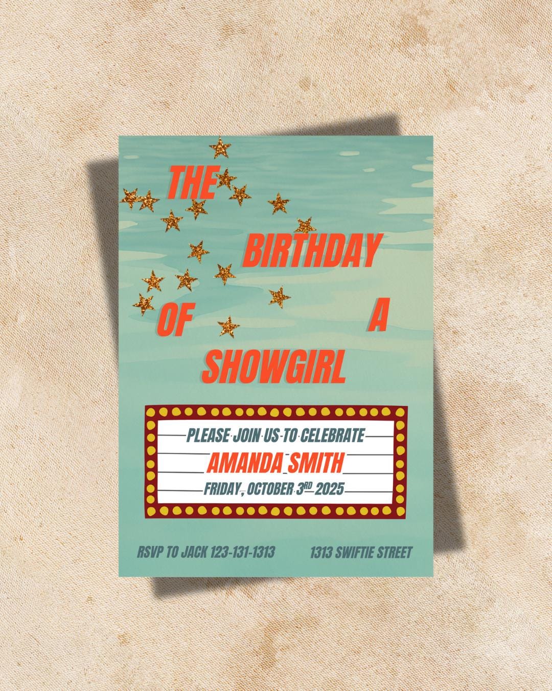 Swiftie Birthday Invitation: Showgirl Theme, Editable Template (digital ...