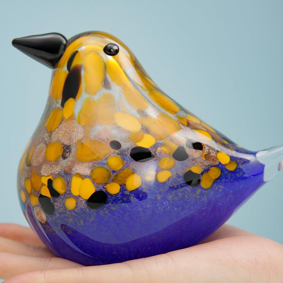 Handmade Glass Bird Statue Garden Nature Decor Modern Ornament ...