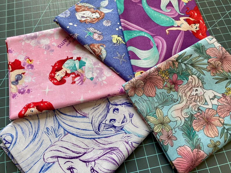 Ariel Fabric 5 Disney Little Mermaid Fat Quarter Bundle - Etsy