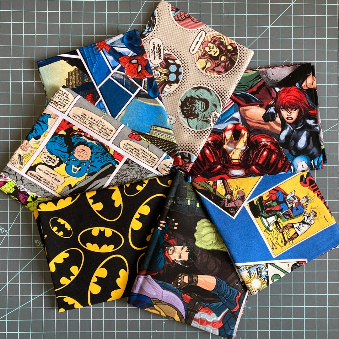 Super Heroes Fabric - 7 DC & Marvel Comic Fat Quarter Bundle - Etsy