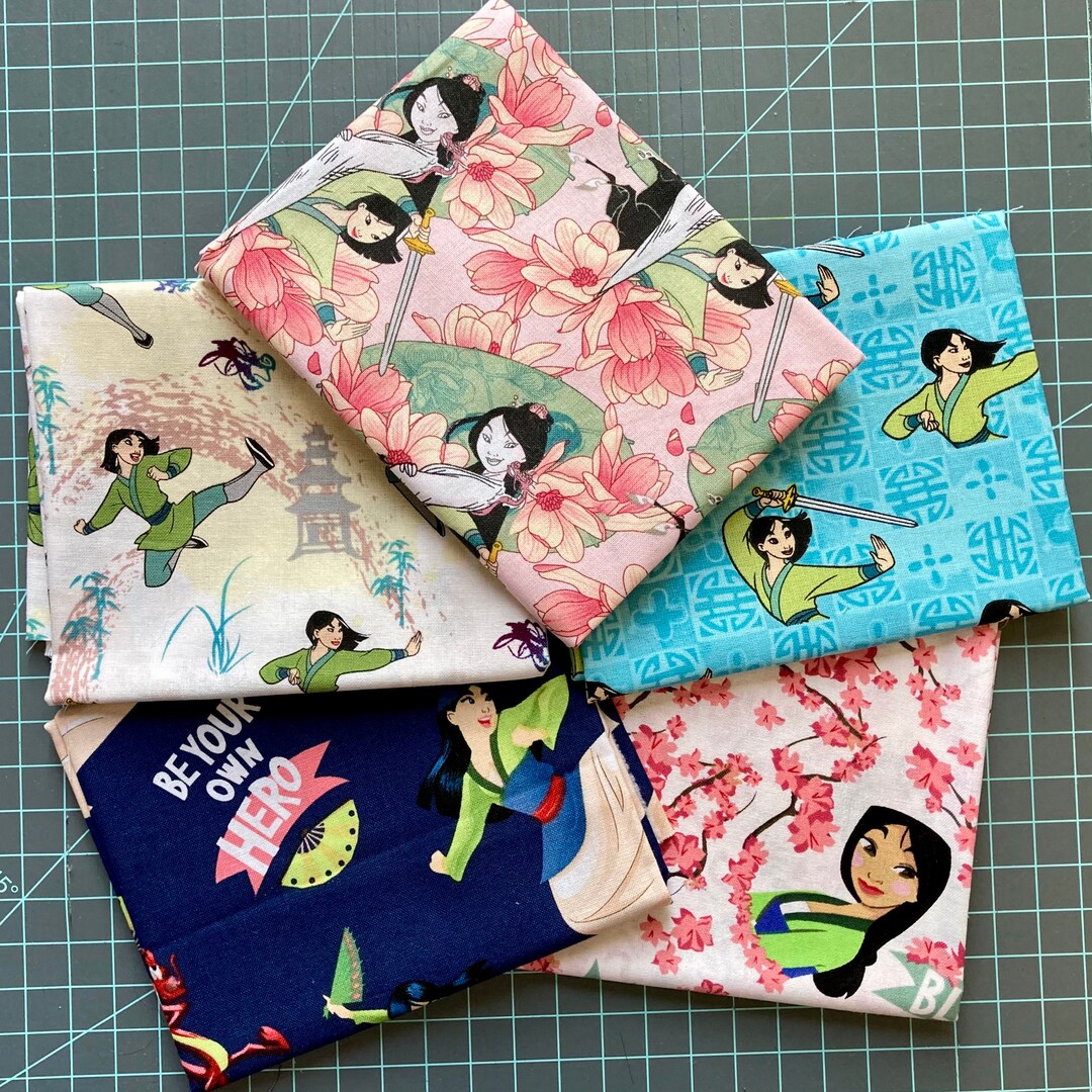 Mulan Fabric - 5 Disney Princess Fat Quarter Bundle - Etsy