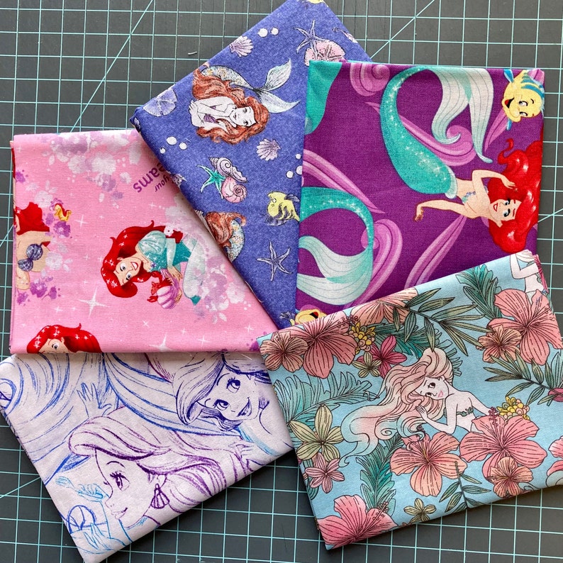 Ariel Fabric 5 Disney Little Mermaid Fat Quarter Bundle - Etsy