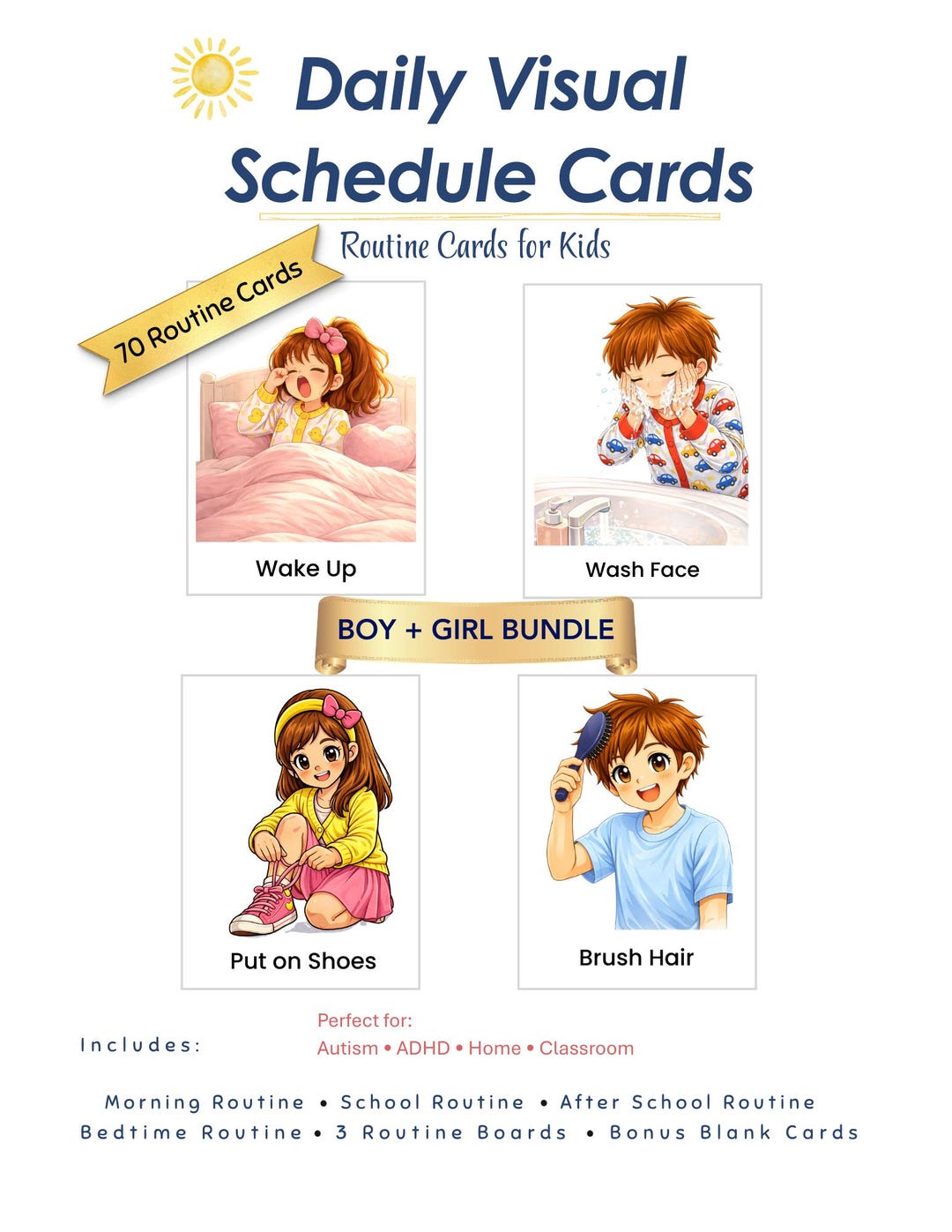 Visual Schedule Cards Bundle for Kids | Autism & ADHD Routine Cards ...