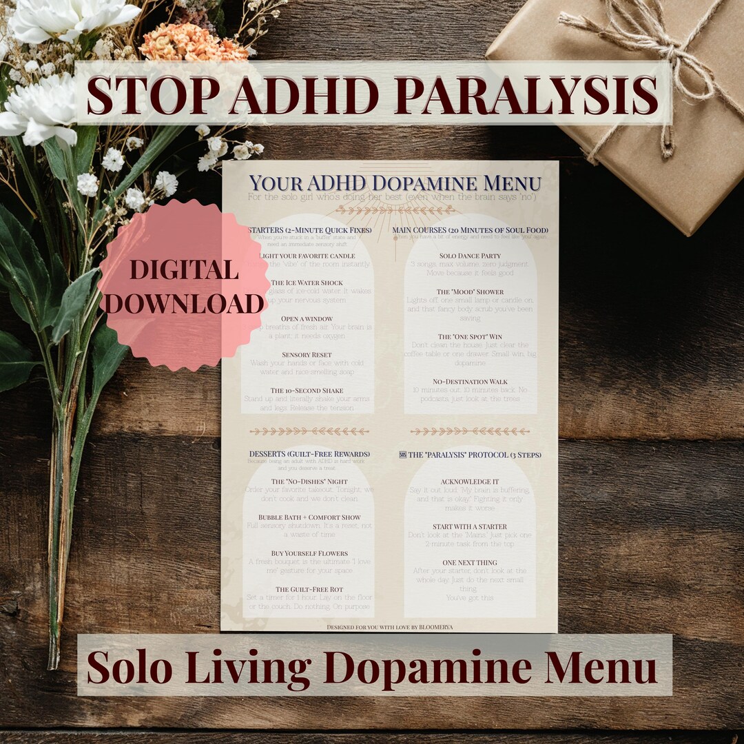 ADHD Dopamine Menu for Single Women Solo Living Brain Reset Digital ...