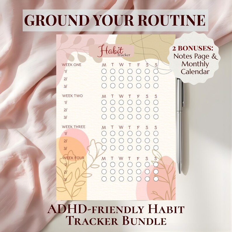ADHD Routine Habit Tracker | Earth Tones Daily Journal | Bloomerya ...