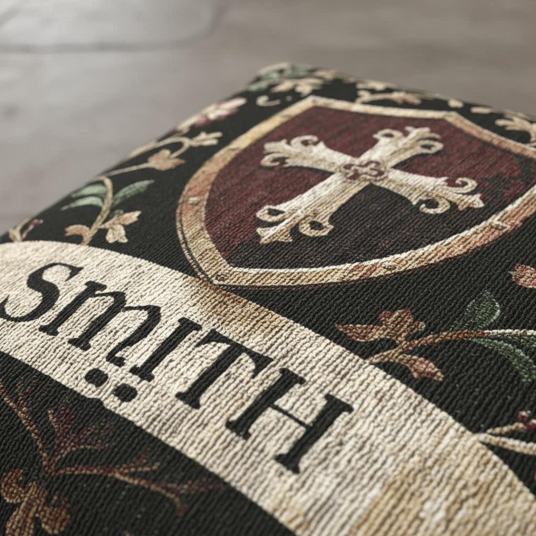 Personalized Heraldic Shield Woven Cushion | Medieval Tapestry Pillow ...
