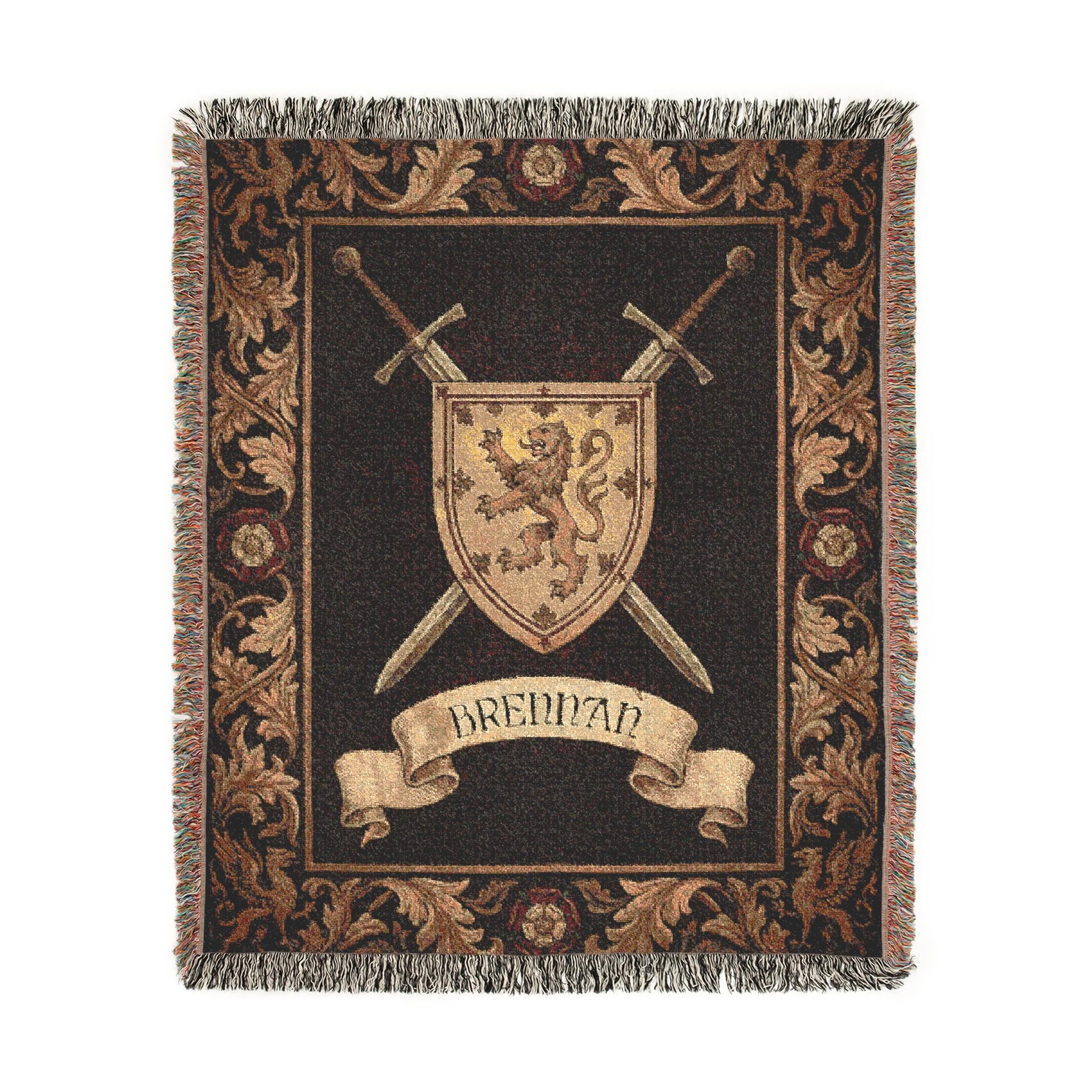 Personalized Medieval Swords Crest Woven Blanket | Custom Family Name ...