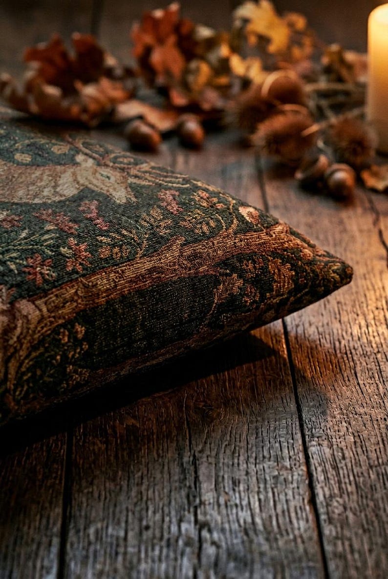 Stag Pillow Medieval Woven Tapestry | Forestcore Deer Millefleur ...
