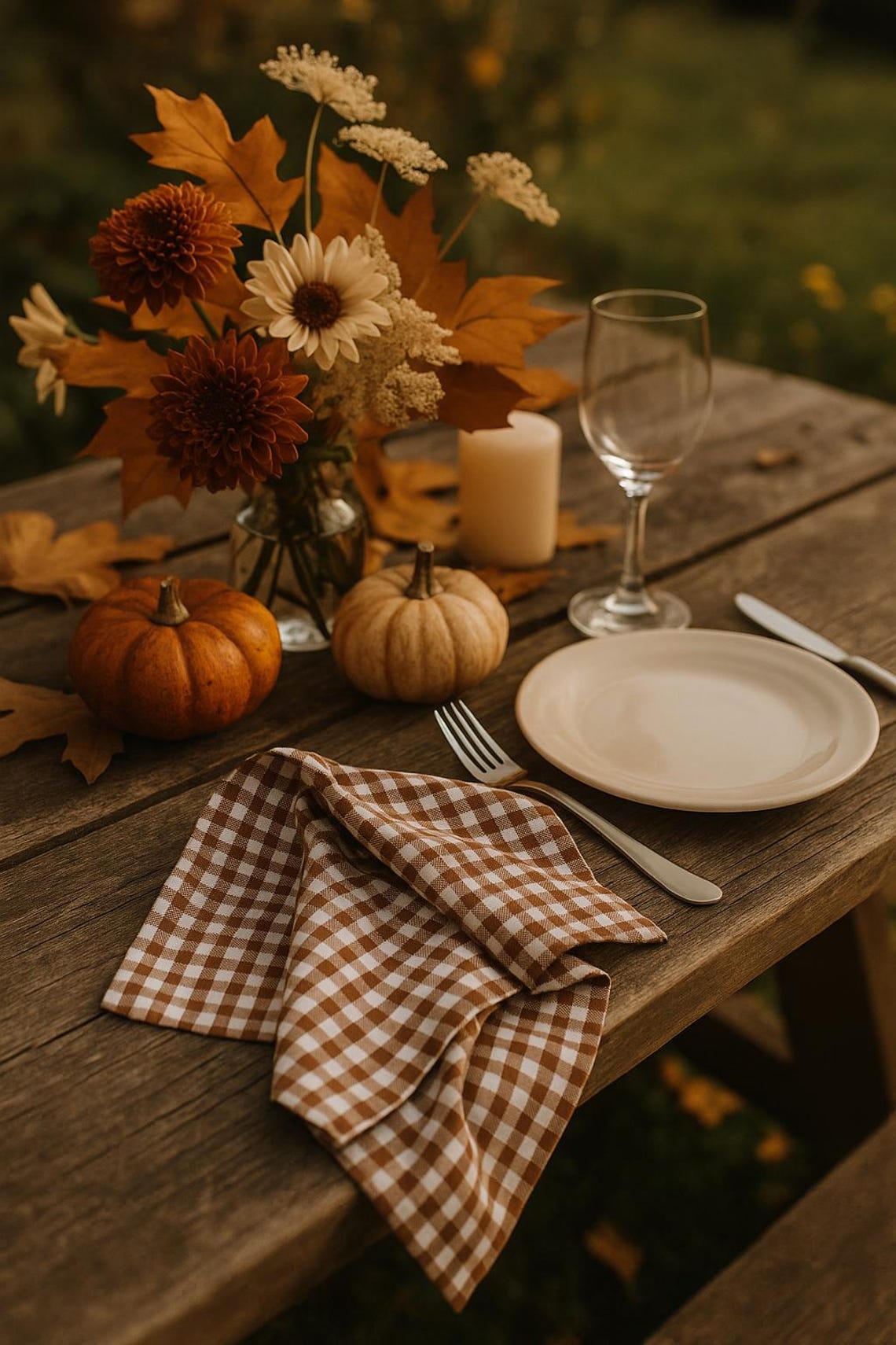 Coffee Brown Gingham Table Runner & Napkin Set | 16x72/16x90 + 4/6/8 ...