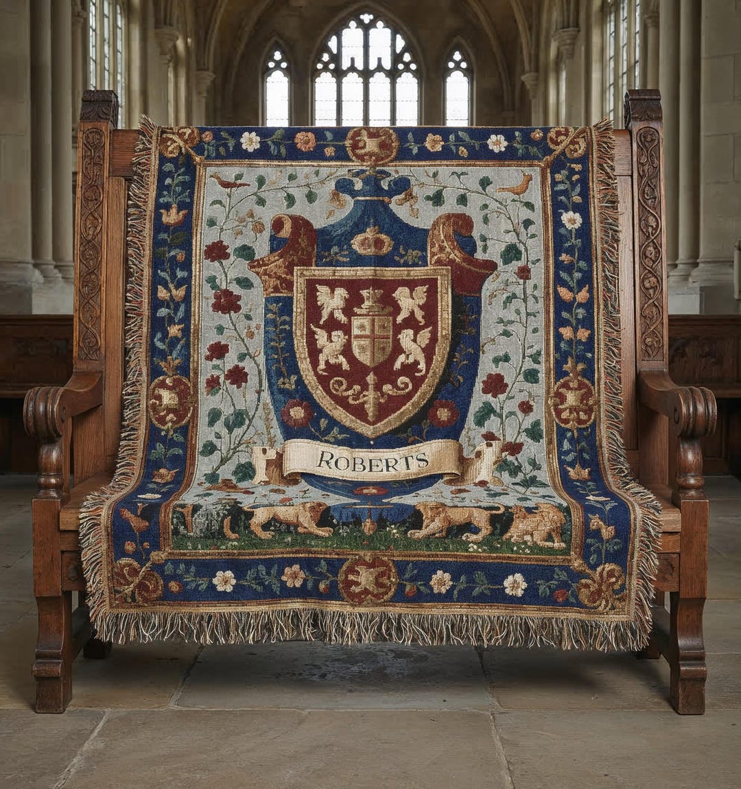 Personalized Heraldic Shield Woven Blanket | Custom Family Crest ...
