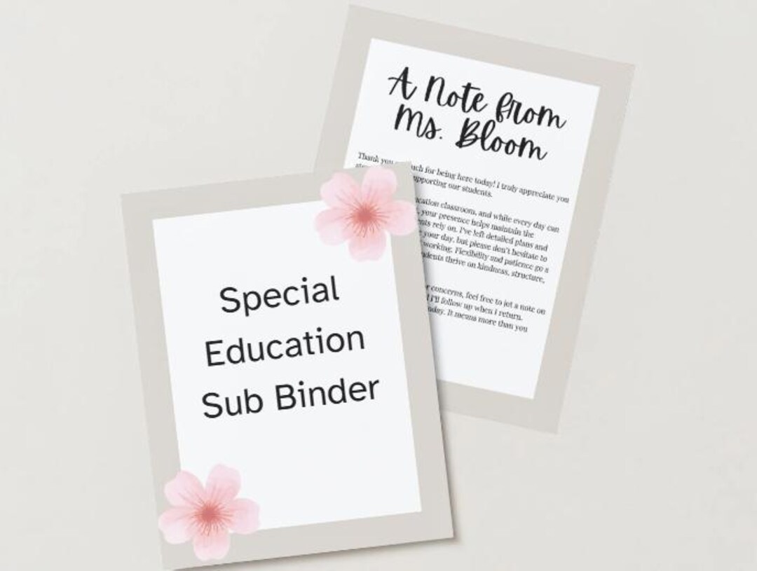 Editable Special Education Sub Binder | SPED Teacher Binder | IEP Info ...