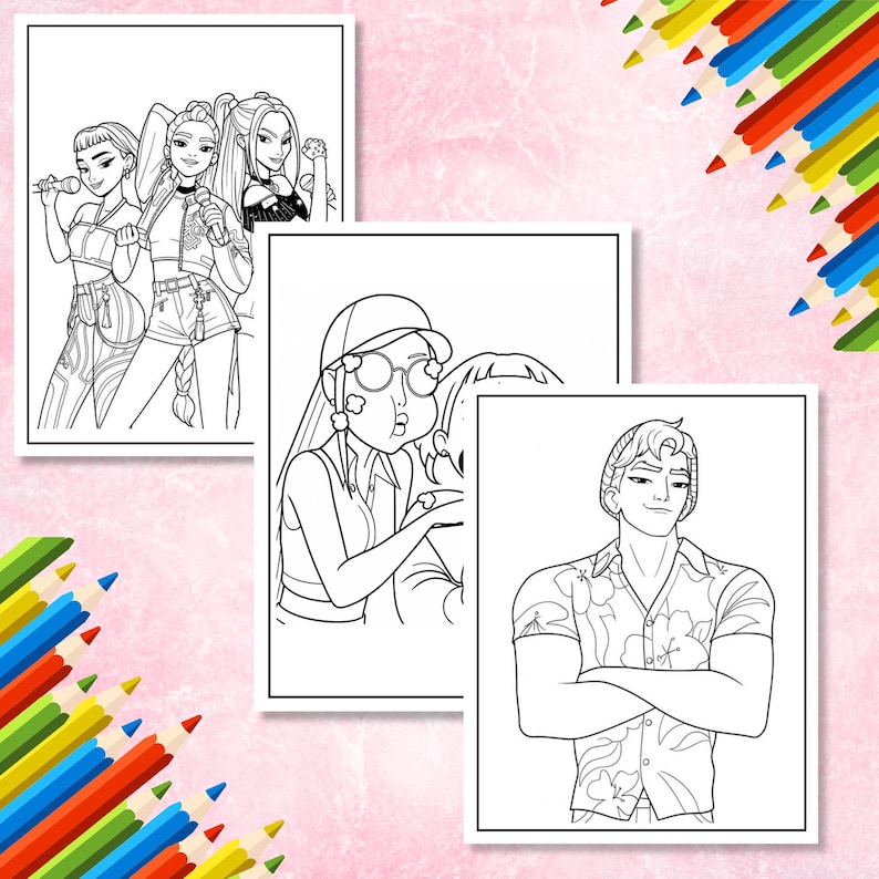 Kpop Demon Hunters Coloring Pages | Anime Art (digital Download) - Etsy UK