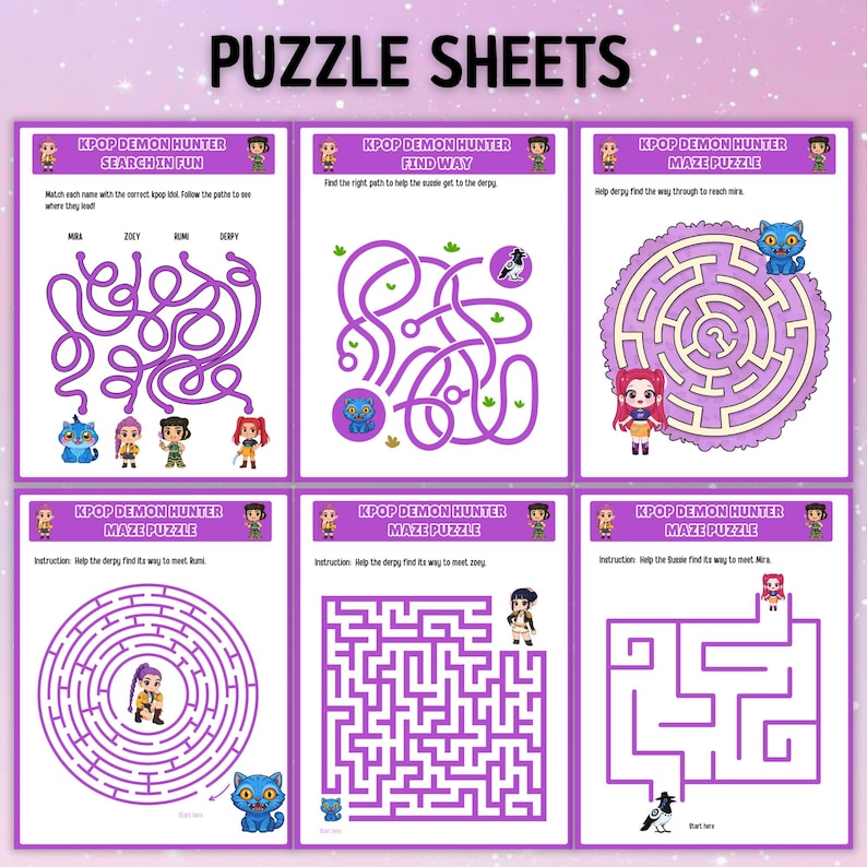 Demon Hunters Kpop Activity Book | Kpop Demon Hunters Worksheets ...