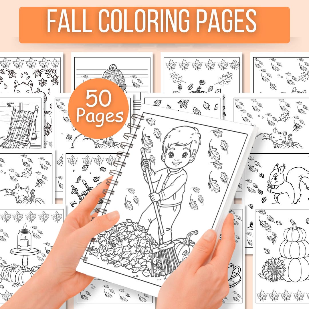 Fall Coloring Pages for Kids | Printable Autumn Activities | 50 Pages ...