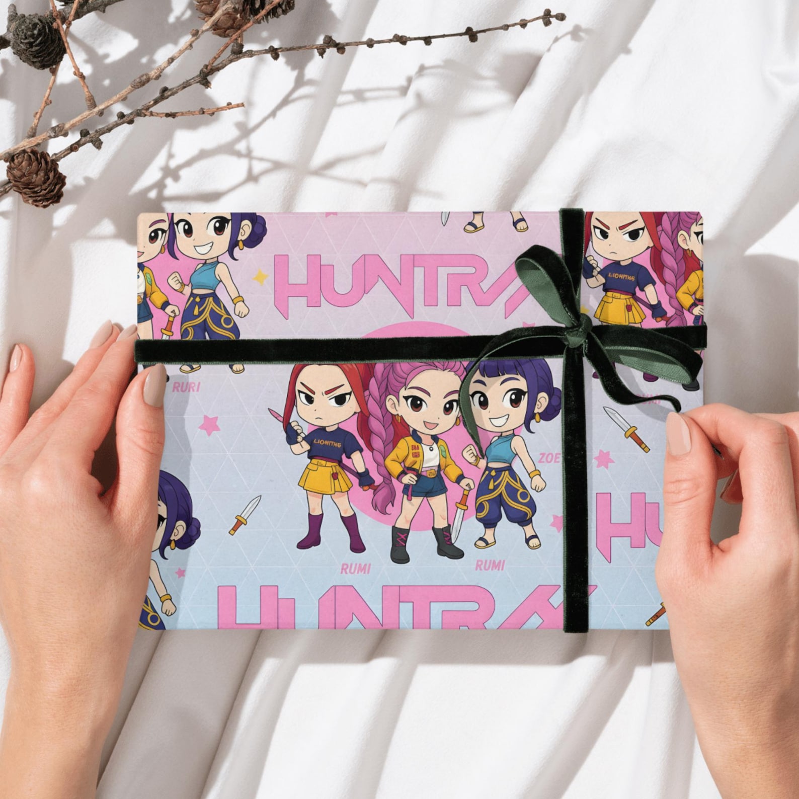Demon Hunters Digital Paper, 50 Huntrix Wallpaper, Gifts Wrapping Paper ...
