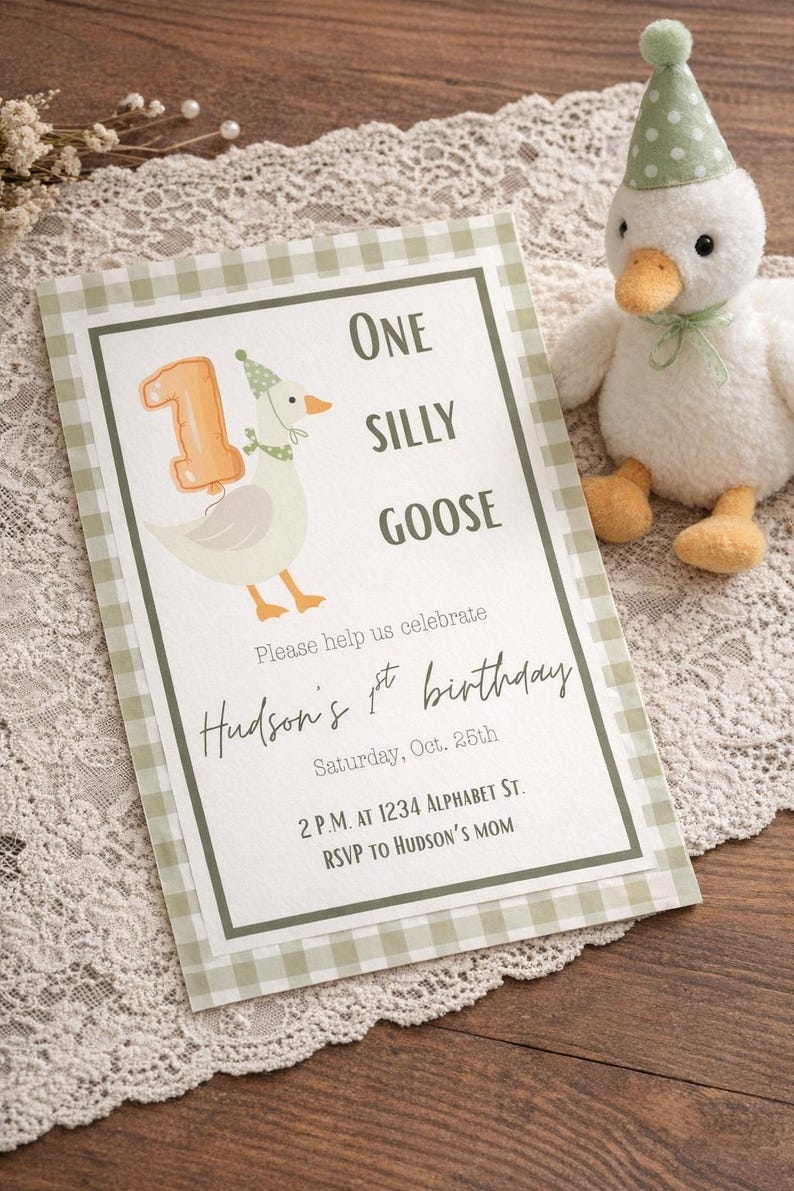 One Silly Goose Birthday Invitation - Etsy