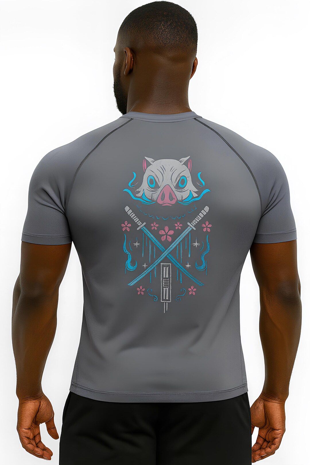 Mens Demon Slayer Compression Shirt Anime Fitness Top Short Sleeve ...